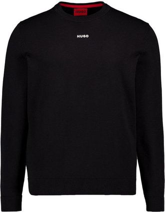 HUGO BOSS Herren Pullover schwarz Baumwolle unifarben