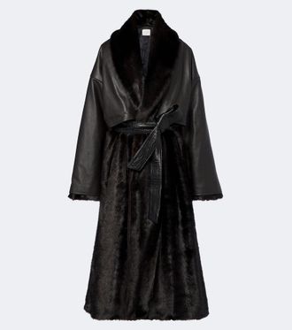 Magda Butrym Manteau &agrave; finitions en cuir