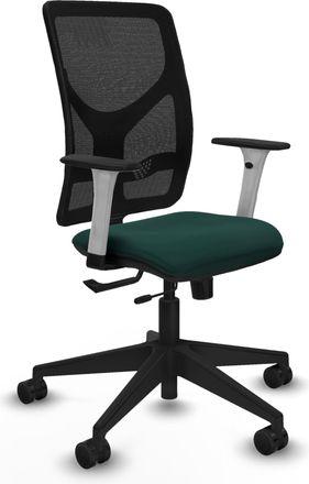 Piqueras y Crespo Drehstuhl aus Netzstoff mit wei&szlig;en und schwarzen Armlehnen, h&ouml;henverstellbare Lendenwirbelst&uuml;tze, ausgestattet mit Syncro/Traslack und Schneideschaum,