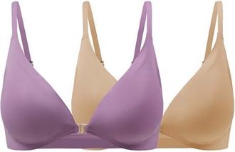 Generic V&ecirc;tements Femme Confort Soutien-gorge sur toute la surface Fermeture avant Col en V profond Sans coutures Soutien-gorge r&eacute;glable sans fil, or, XL
