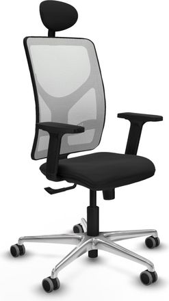 Piqueras y Crespo PC-Stuhl mit Armlehnen aus schwarzem Netzstoff, 2D-Armlehnen, h&ouml;henverstellbare Lendenwirbelst&uuml;tze und festes Kopfteil, ausgestattet mit 3 Positionen 