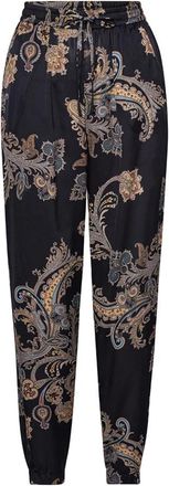 Karmamia Femme, Pantalons, Multicolore, Taille: 38 FR Pantalon en satin noir Paisley