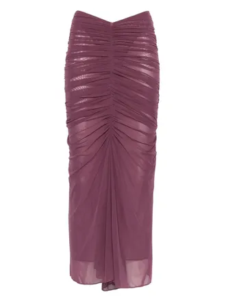 MUGLER jupe longue à fronces - Violet