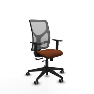 Piqueras y Crespo Remote-Arbeitsstuhl mit 1D-Armen, h&ouml;henverstellbare Lendenwirbelst&uuml;tze, ausgestattet mit Syncro/Traslack und Schneideschaum, Grau/Braun