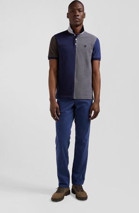 Eden Park Polo Manches Courtes Colorblock En Piqu&eacute; Coton Gris Coupe Regular