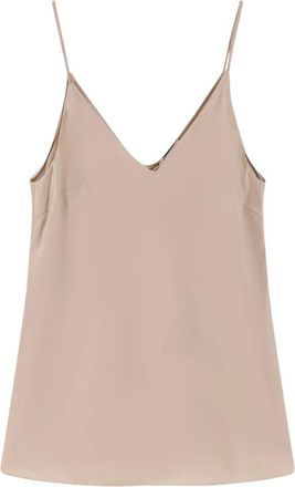 Brunello Cucinelli Femme, Tops, Beige, Taille: 38 FR D&eacute;bardeur en soie &agrave; col V