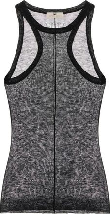 Elisabetta Franchi Woll-Top mit Rippstrick - - Tops - Damen - Schwarzk - XL