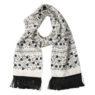 Dolce & Gabbana Foulard en soie &agrave; franges et motif floral - Femme - Accessoires - Multicolore - Taille: ONE Size