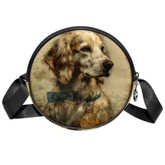 Generic Sac &agrave; bandouli&egrave;re rond pour femme, petit sac &agrave; bandouli&egrave;re vintage avec fermeture &eacute;clair, bretelles r&eacute;glables, sac &agrave; main rond d&eacute;contract&eacute; pour femmes