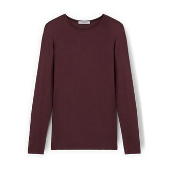 Motivi Femme, Tops, Violet, Taille: 42 FR T-shirt c&ocirc;tel&eacute; en modal m&eacute;lang&eacute;
