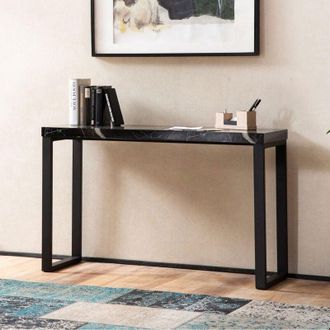 M&S Collection M&s - Console 120x40x76 cm effet marbre noir et métal noir - eklea