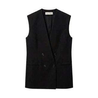 Alberta Ferretti Femme, Vestes, Noir, Taille: 36 FR Veste sans manches crois&eacute;e oversize