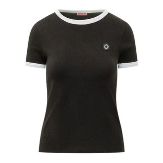 Kenzo Femme, Tops, Noir, Taille: 42 FR T-shirt c&ocirc;tte ajust&eacute;e