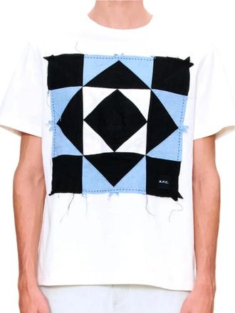 A.P.C. A.p.c., Homme, Tops, Blanc, Taille: M T-shirt Patchwork
