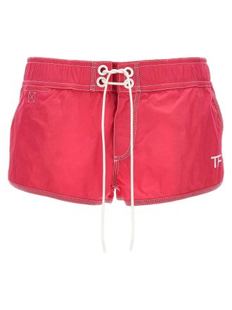 Tom Ford Logo Nylon Shorts - Red