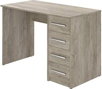 Amazon Basics Moderner Home-Office-Schreibtisch, Computertisch mit 4 Schubladen, einfacher Aufbau, 56 x 110 x 73 cm, Eiche