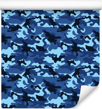 OEM Carta Da Parati Mimetica Militare Blu, Blu Navy E Azzurro 50x1000 Cm