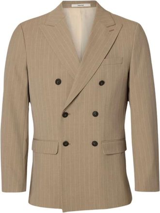 Selected Homme, Vestes, Beige, Taille: XL Slim Flex Pinstriped Blazer
