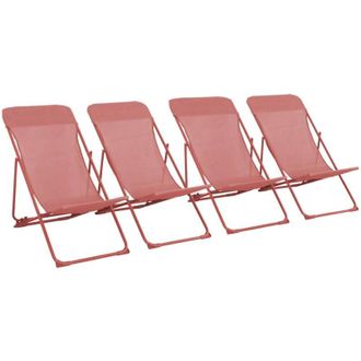 Sweeek Lot de 4 chaises pliantes LIVORNO en acier / textilene. terracotta. 83 x 88 x 95 cm