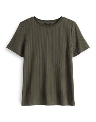 OPUS Damen Kurzarmshirt | Rippshirt SENDRASA Regular aus ECOVERO Viskose Mix Olive Leaf, 44