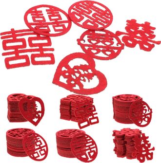 NUOBESTY 120 St&uuml;ck Hochzeitskonfetti Xi Zeichen aus Vliesstoff Chinesische Tischdekoration f&uuml;r Hochzeit Romantisches Party Deko Zubeh&ouml;r f&uuml;r Bankett