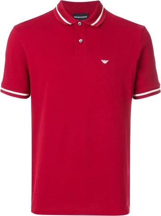 Emporio Armani Polo &agrave; bordures ray&eacute;es - Homme - Tops - Rouge - Taille: 2XL