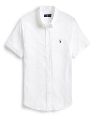 Ralph Lauren Kurzarmhemd aus einem leichten Baumwoll-Mesh mit Logo-Stickerei in