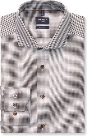 Olymp Herren Oberhemd Langarm Luxor,Faux Uni,054 Modern Fit 21,16 Royal Kent,braun 28,42