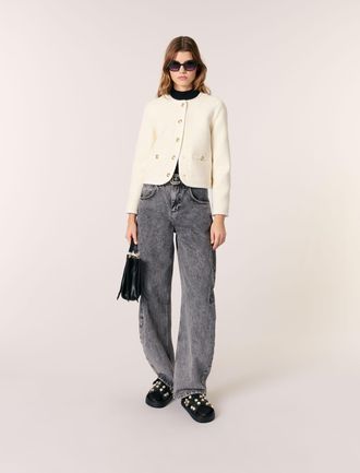 Maje Kurze Tweedjacke - Ecru - Gr&ouml;&szlig;e 40 - Maje