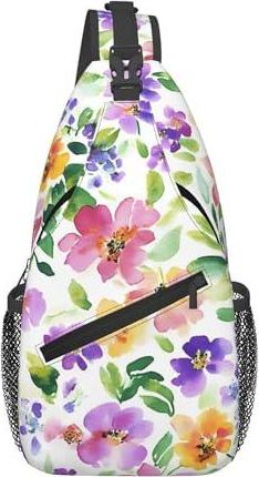 Generic Sacoche Tactique Marguerite &agrave; fleurs color&eacute;es R&eacute;glable Sling Sac &agrave; Bandouli&egrave;re Mode Sac DEpaule pour Homme Cyclisme &eacute;cole
