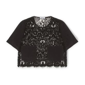 Motivi Femme, Blouses et Chemises, Noir, Taille: 40 FR T-shirt en dentelle macram&eacute;