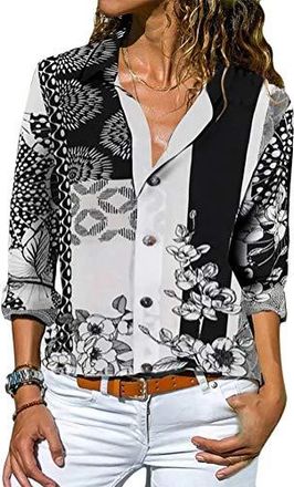 Onsoyours Hauts Femme Mode Col en V Blouse Dentelle Manches Longues T-Shirts Basique Couleur Unie Shirt Élégant Tops Lâche Mousseline Chemise Z Noir XS