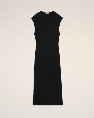Ami Robe Longue Noire Ajust&eacute;e Sans Manches en Jersey Noir - XL - Femme