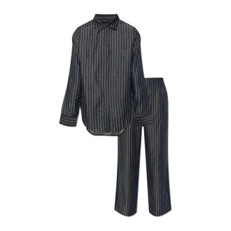 Emporio Armani Ensemble Pyjama Logo Deux Pi&egrave;ces - Femme - V&ecirc;tements de nuit et de d&eacute;tente - Gris - Taille: 36 FR