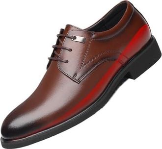 Generic Chaussures Oxford habill&eacute;es for Hommes, Derbies &agrave; Lacets, Bout Rond, en Similicuir, Semelle en Caoutchouc antid&eacute;rapante.(Brown Taller,42 EU)