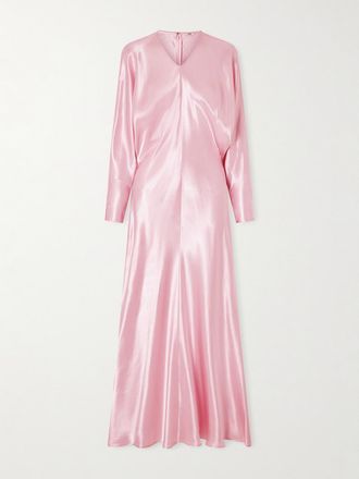 FFORME Naomie Maxikleid Aus Geh&auml;mmertem Satin Mit Falten - Pink