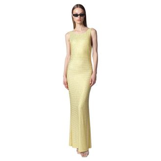 twentyfour Femme, Robes, Jaune, Taille: 46 FR Robe Maxi Orn&eacute;e de Sequins