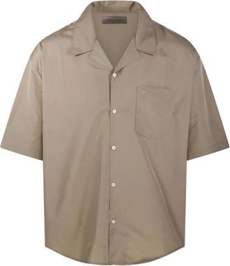 Ami Homme, Chemises, Brun, Taille: L A036 Chemise Boxy &agrave; Manches Courtes avec Col Camp et ADC Gaufr&eacute;