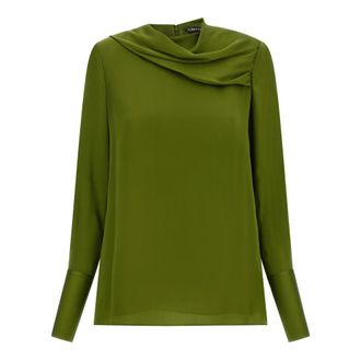 Tom Ford Drapierte Seiden-Georgette-Bluse - - Blouses & Shirts - Damen - Gr&uuml;n - 2XS