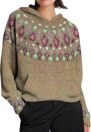 Generic Welt Shop V&ecirc;tements Tricot&eacute;s Chaud &Eacute;l&eacute;gant Imprim&eacute; Sweatshirts Mode avec &Eacute;paules Coud&eacute;es Pull avec Pull Color&eacute; Femme, jaune, XXL