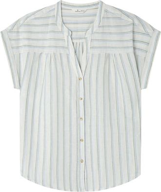 Springfield Damen 8.t.Camisa Lino M/C Cuello Mao Hemd, Braun Oxid, 36