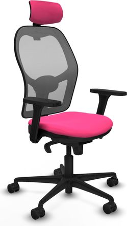 Piqueras y Crespo Rosada B&uuml;rostuhl mit 3D-Armlehnen, h&ouml;henverstellbare Lendenwirbelst&uuml;tze und h&ouml;henverstellbares Kopfteil, Grau/Rosa