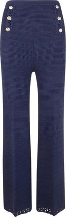 Twinset Femme, Pantalons, Bleu, Taille: 38 FR Pantalon en maille viscose