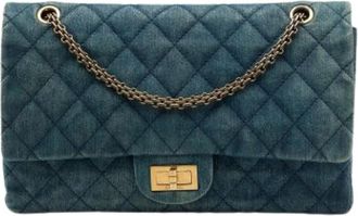Chanel Sac bandouli&egrave;re matelass&eacute; en jean &agrave; double rabat Pre-owned - Femme - Pre-owned - Bleu - Taille: ONE Size