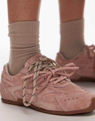 Bronx Myr-aa - Baskets &agrave; lacets en daim - Rose pastel