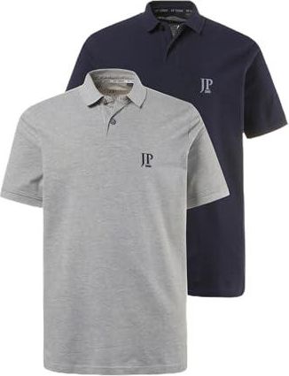 JP1880 Hommes Grandes Tailles L-8XL Polo Manches Courtes en Coton, Lot de 2 Gris, Bleu Marine 3XL 704317 70-3XL