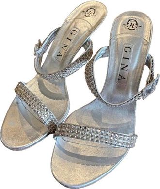 Gina Embellished Silver Sandals Size 40
