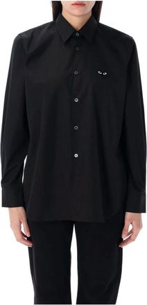 Comme Des Gar&ccedil;ons Femme, Blouses et Chemises, Noir, Taille: 40 FR Cotton Black Heart Shirt