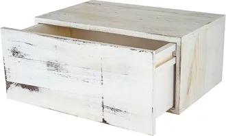 Hhg [JAMAIS UTILIS&Eacute;] &Eacute;tag&egrave;re murale Dinant, avec tiroir, 21x46x30cm style shabby, vintage, blanc