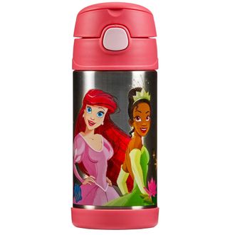 Thermos kids FUNTAINER STRAW BOTTLE DISNEY 0,35 l, Princesses, Thermoflasche Kinder aus Edelstahl mit Trinkhalm, 12 h kalt, sp&uuml;lmaschinenfest, dicht ohne Kohl